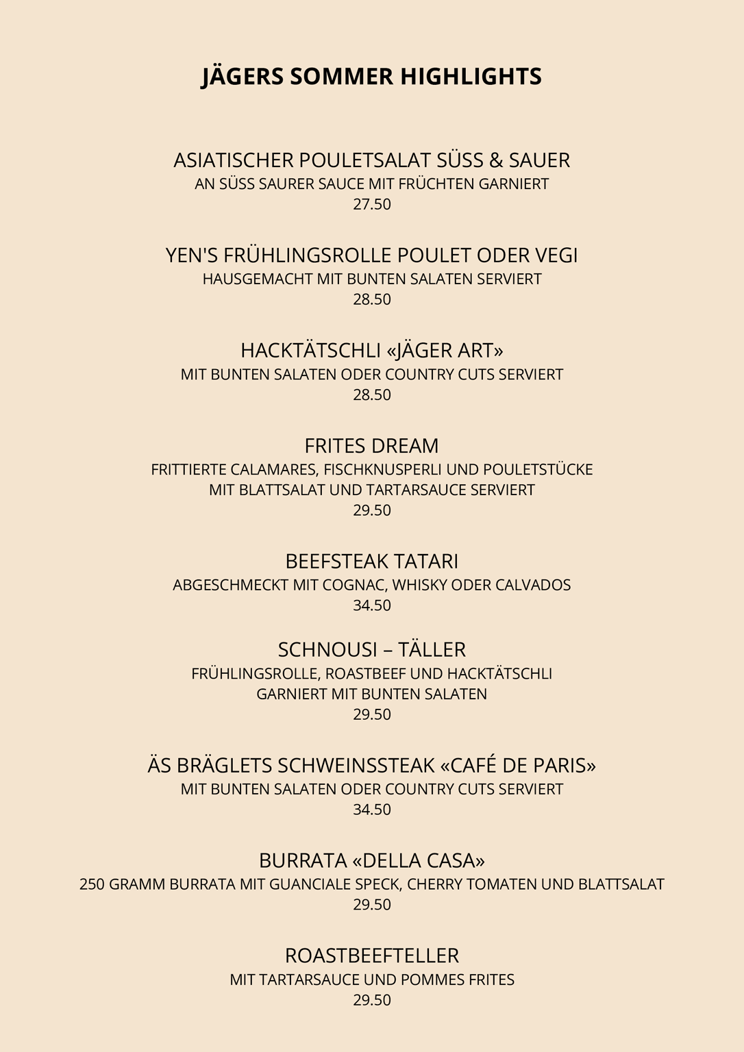 Essen im Jäger - Restaurant Jäger Bethlehem